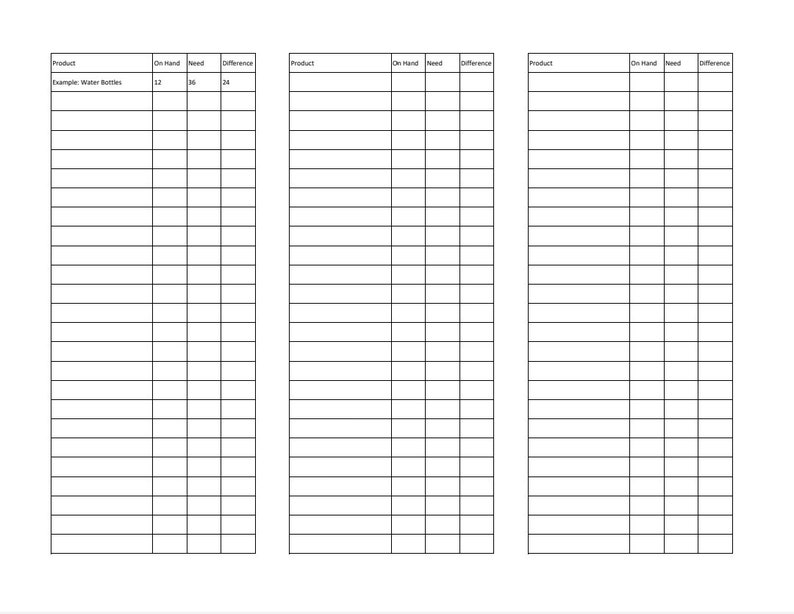 Blank Inventory Sheet - Etsy