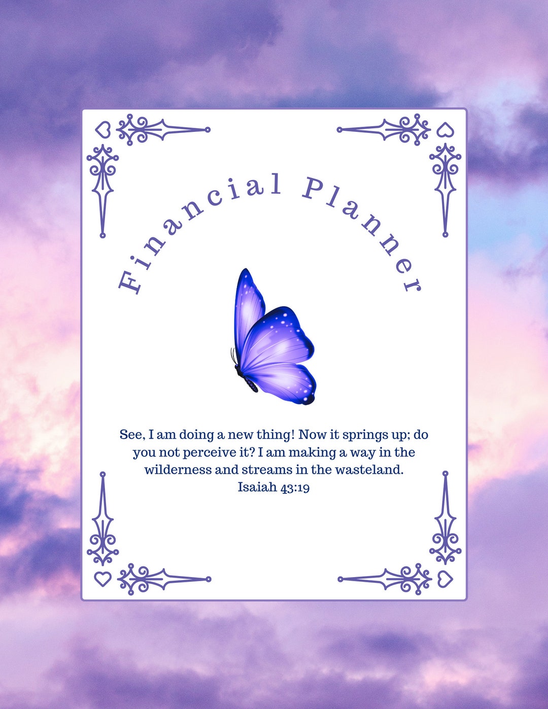 Purple Butterfly Printable Financial Planner Bundle With Biblical ...