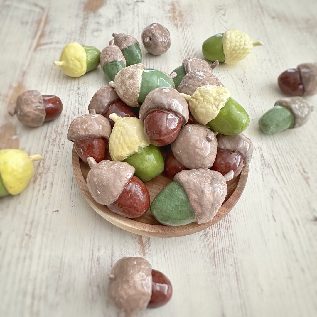 Ceramic Acorns Brown Green Fall Autumn Your Choice of Color Kitchen ...