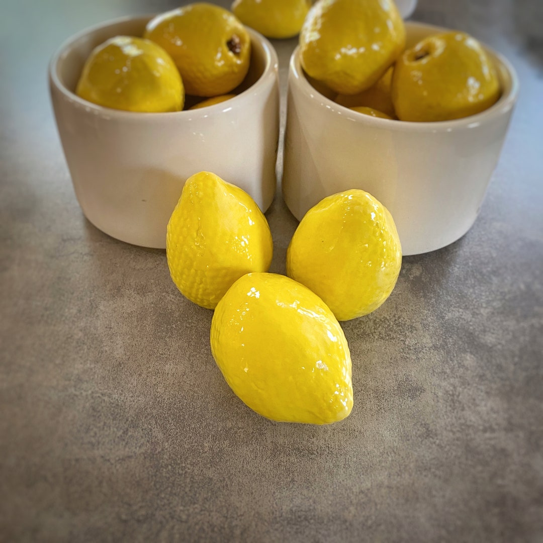 Ceramic Lemon Yellow Citrus Fruit Kitchen Home Decor Handmade Clay ...