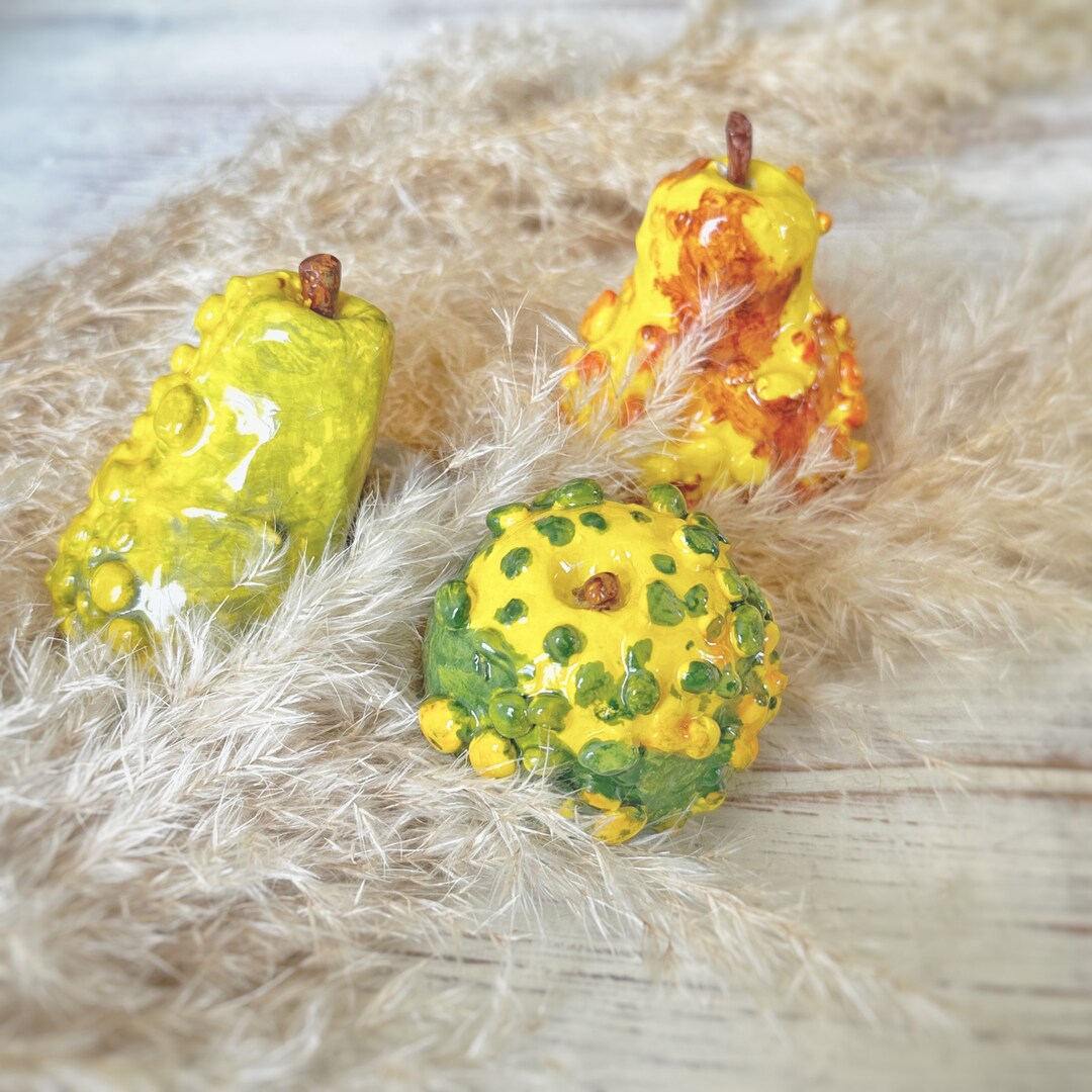 Ceramic Gourds Set of 3 Fall Autumn Thanksgiving Kitchen Home Decor ...
