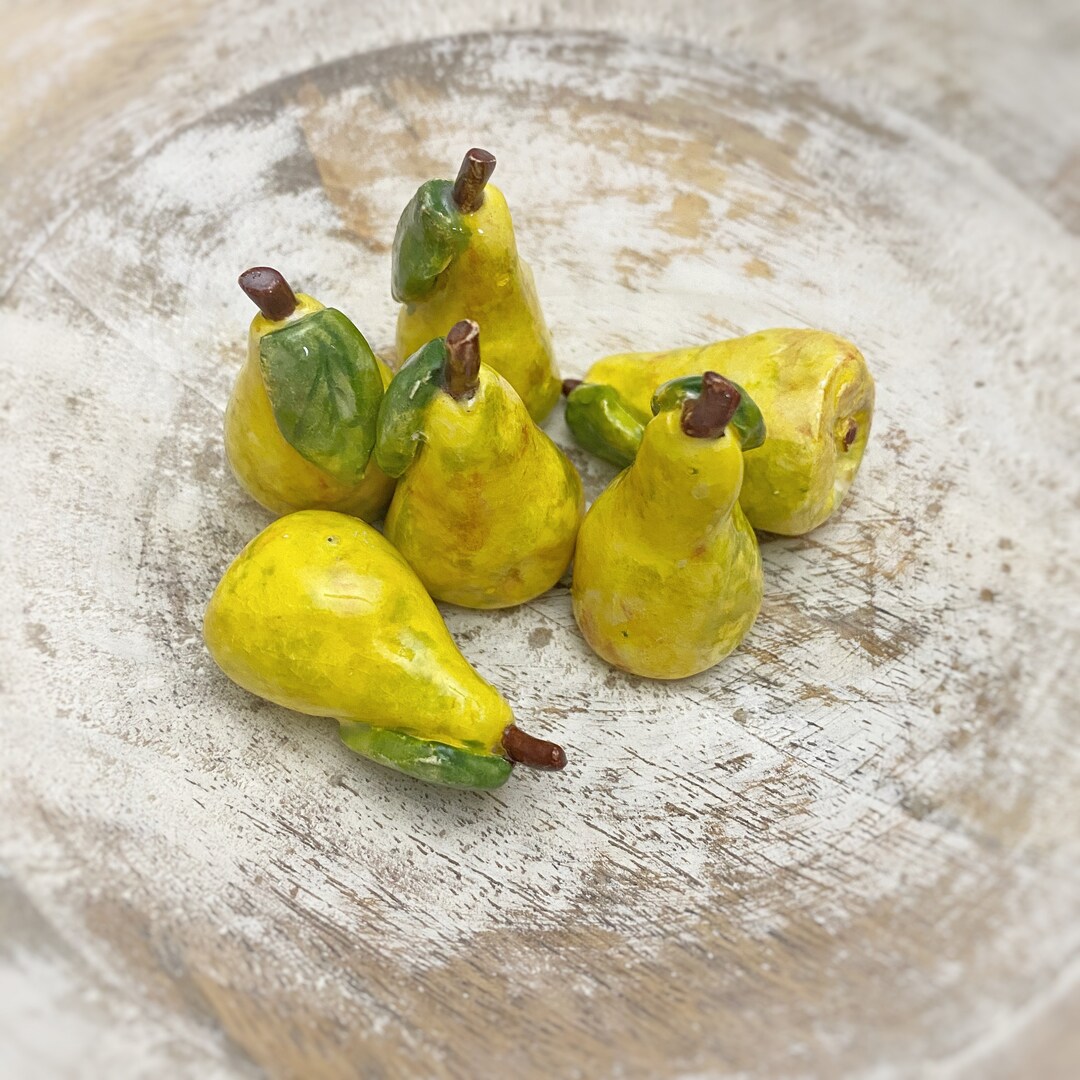 Ceramic Mini Pears Green Yellow Faux Fruit Tired Tray Shelf - Etsy