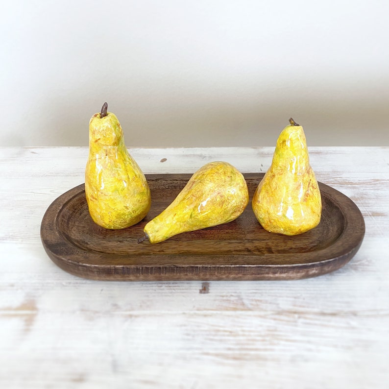 Ceramic Pear Yellow Kitchen Fruit Tiered Tray Home Decor Handmade ...