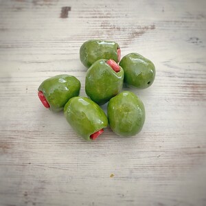 Ceramic Manzanilla Green Olives Stuffed With Red Pimentos Faux Martini ...