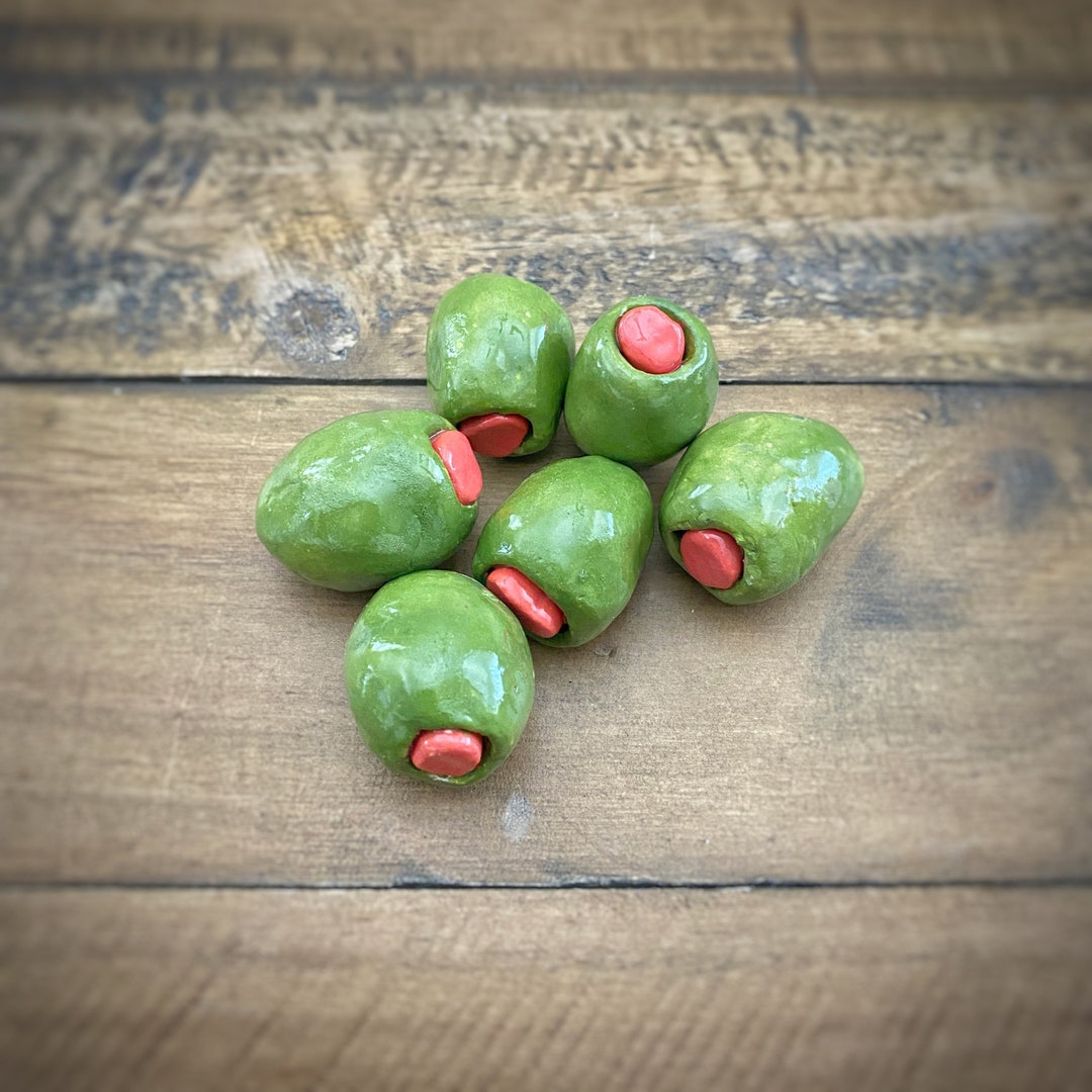 Handmade Ceramic Manzanilla Green Olives Stuffed With Red Pimentos - Etsy
