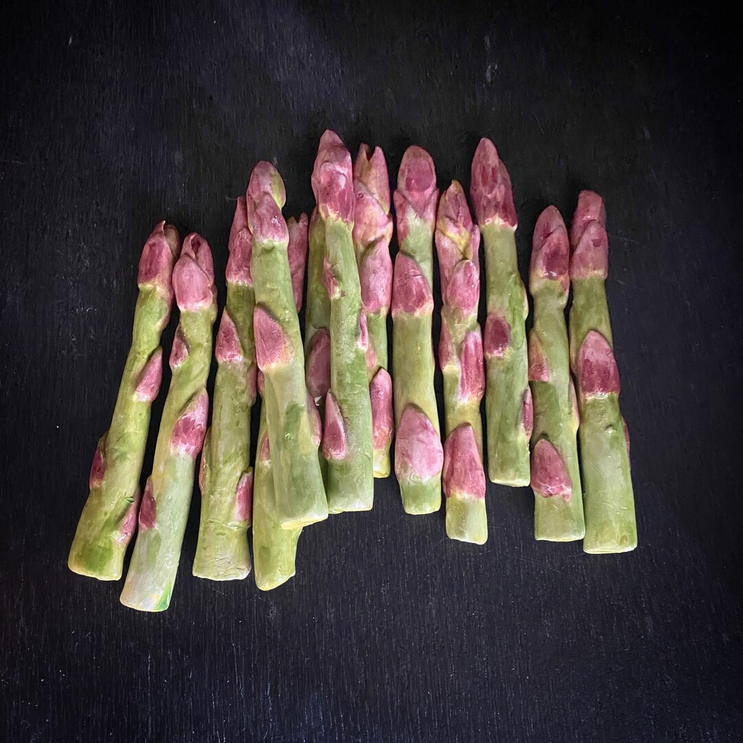 Ceramic Asparagus Handmade Pottery Faux Asparagus Green Purple and ...