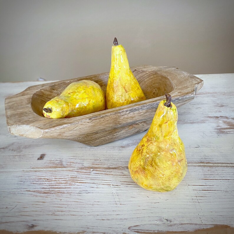 Ceramic Pear Yellow Kitchen Fruit Tiered Tray Home Decor Handmade ...