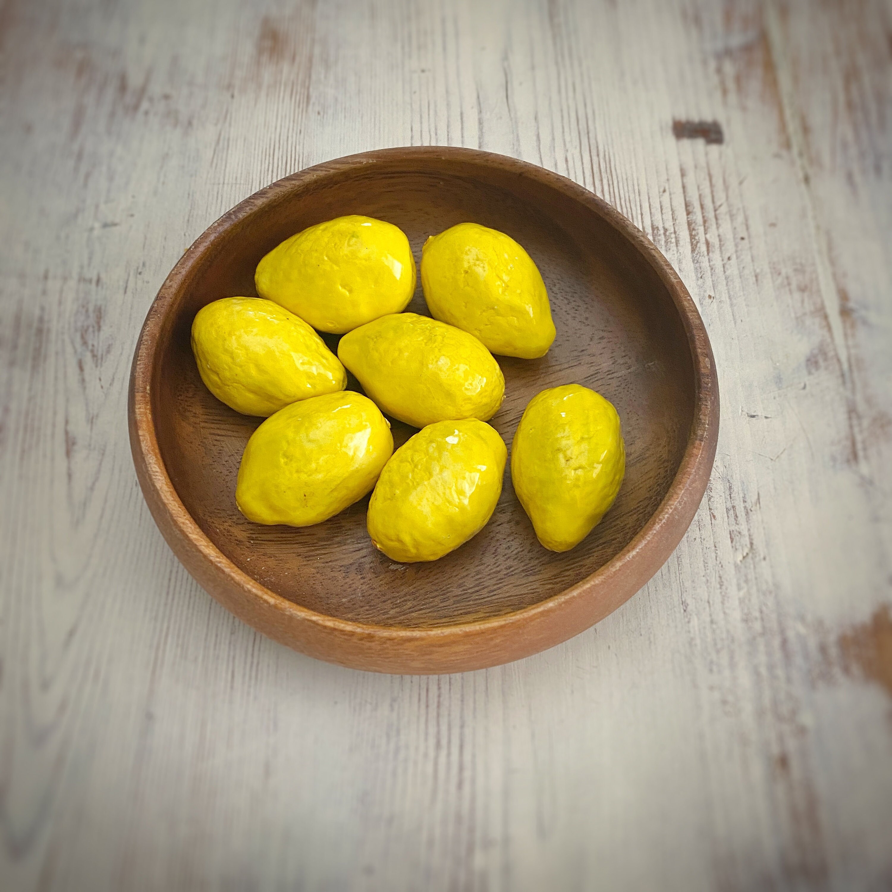 Ceramic Mini Lemons Set Yellow Citrus Fruit Kitchen Home Decor Handmade ...