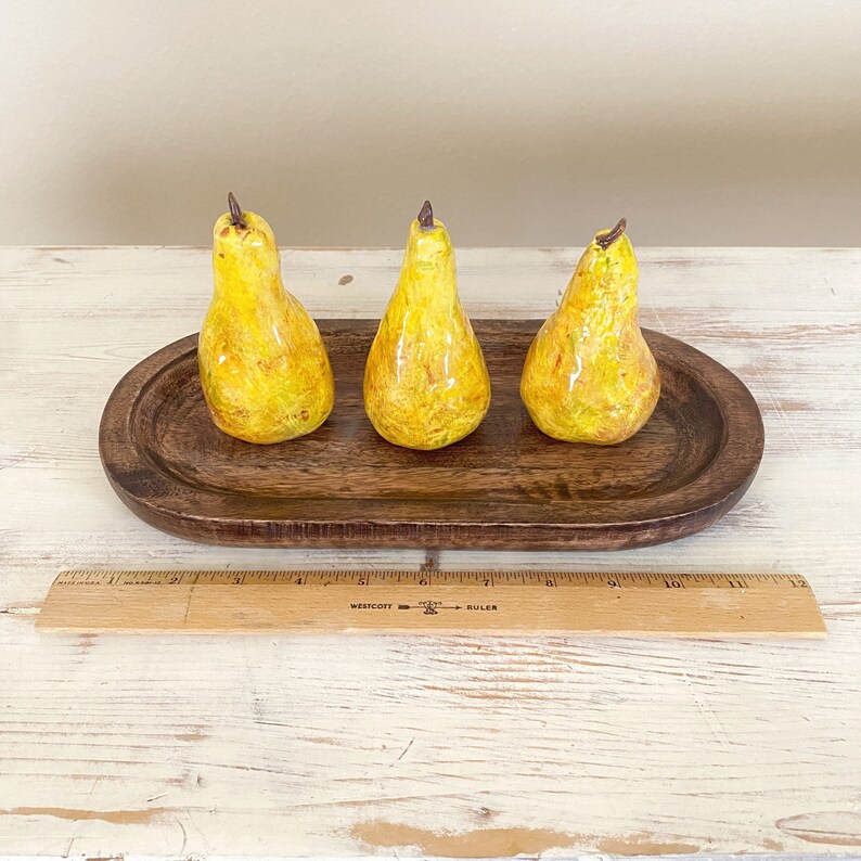 Ceramic Pear Yellow Kitchen Fruit Tiered Tray Home Decor Handmade ...