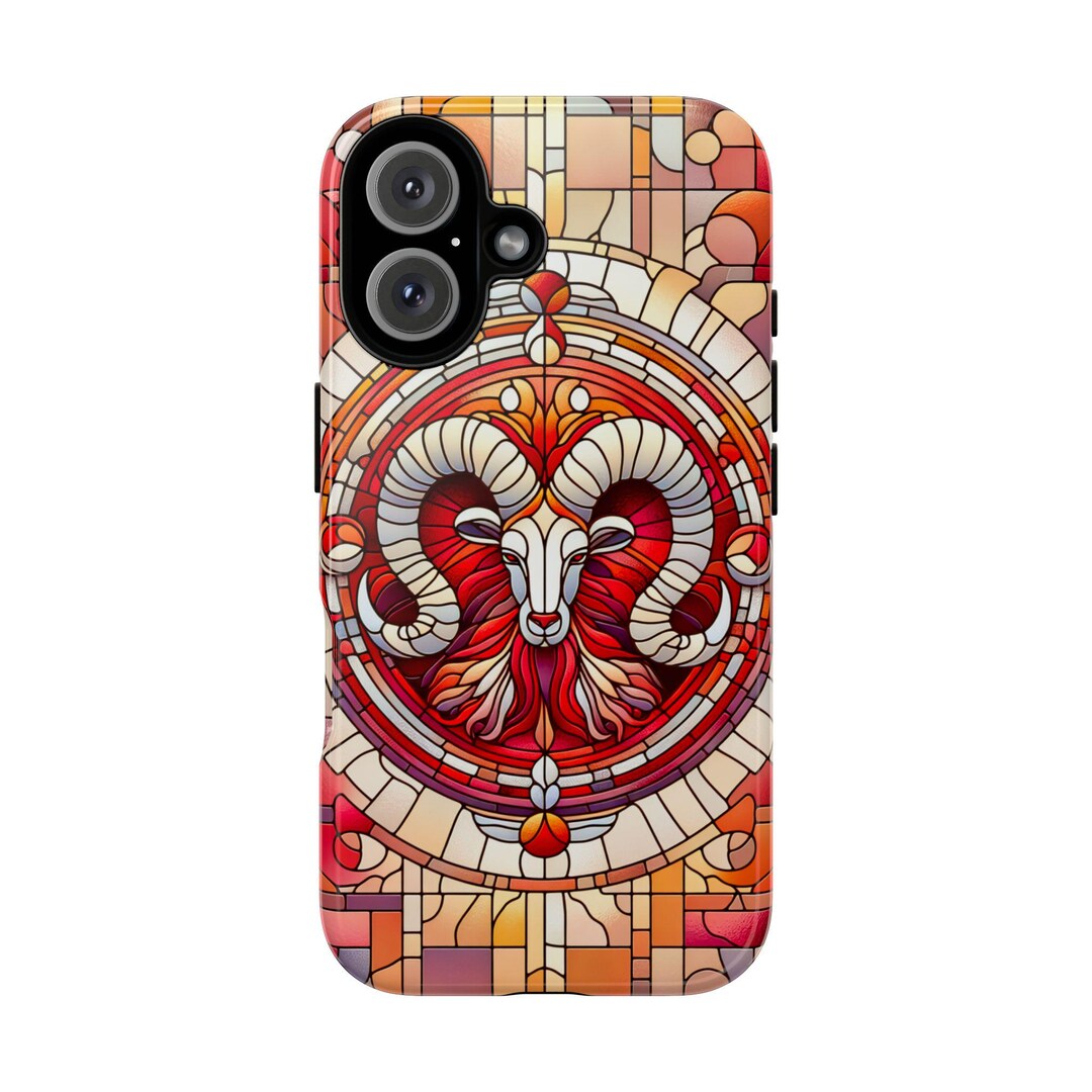 Aries Zodiac Faux Stained Glass Mosaic Phone Case - Celestial Astrology ...