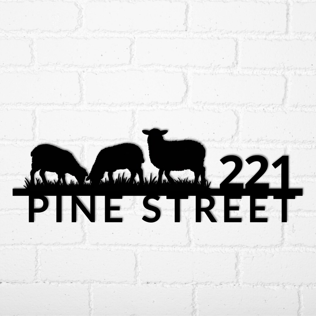 Personalized Sheep Address Metal Sign | Farmhouse House Number Plaque ...