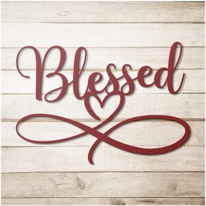 Blessed Metal Wall Art, Infinity Heart Family Word Sign for Home ...