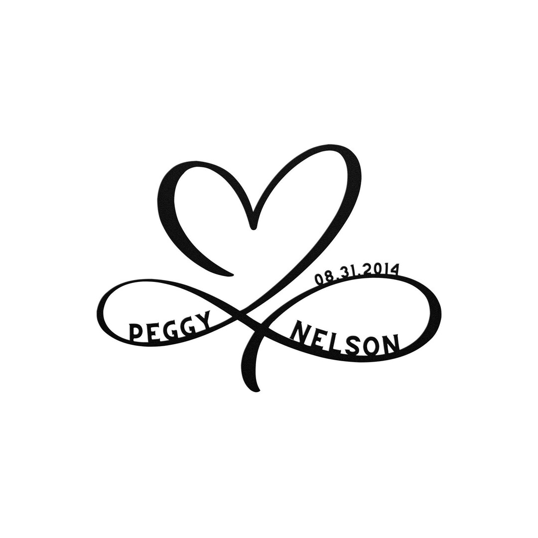 Personalized Infinity Love Heart Metal Art Sign, Custom Wedding Gift ...