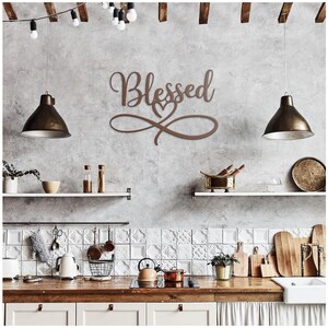 Blessed Metal Wall Art, Infinity Heart Family Word Sign for Home ...