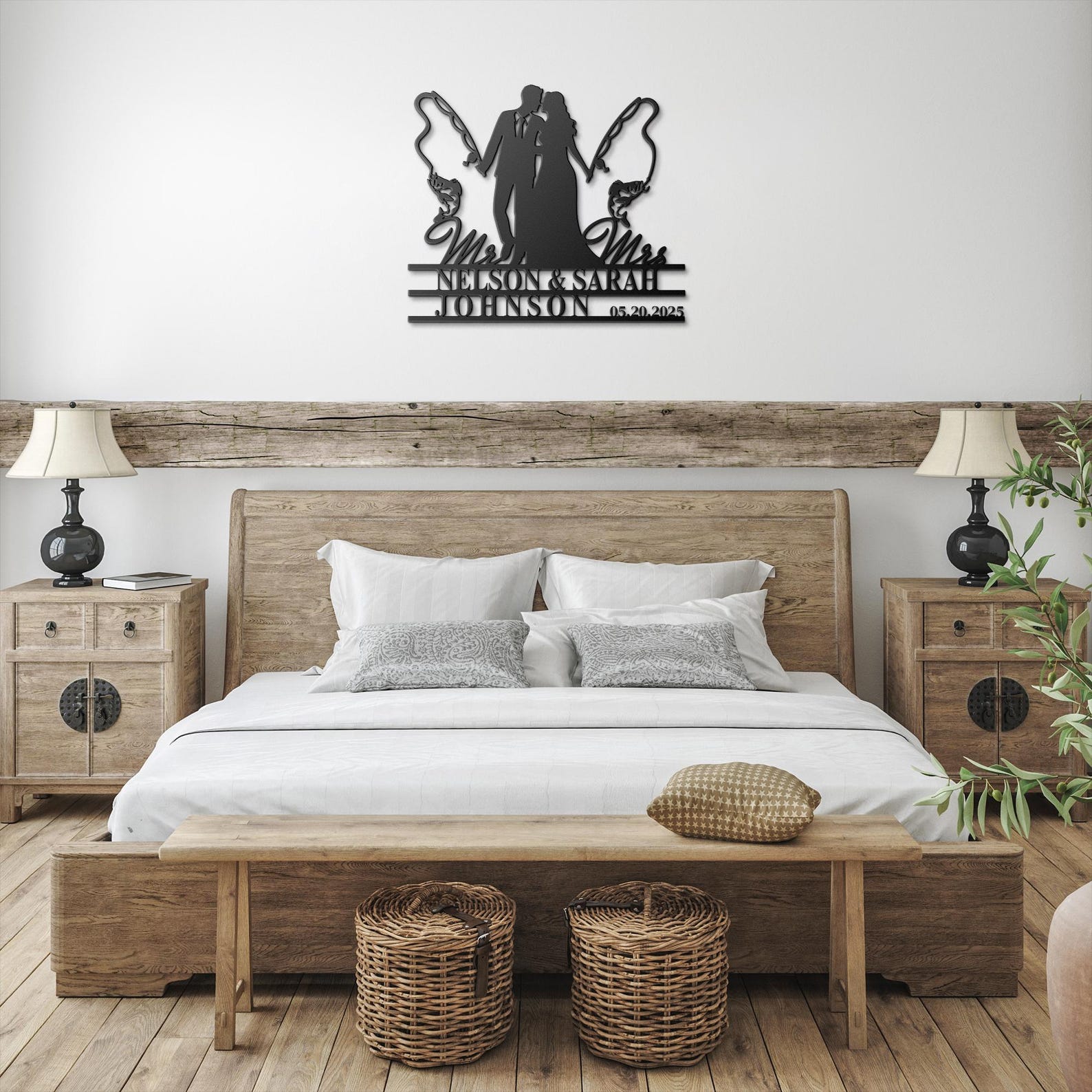 Personalized Fishing Couple Wedding Metal Sign - Custom Family Name ...
