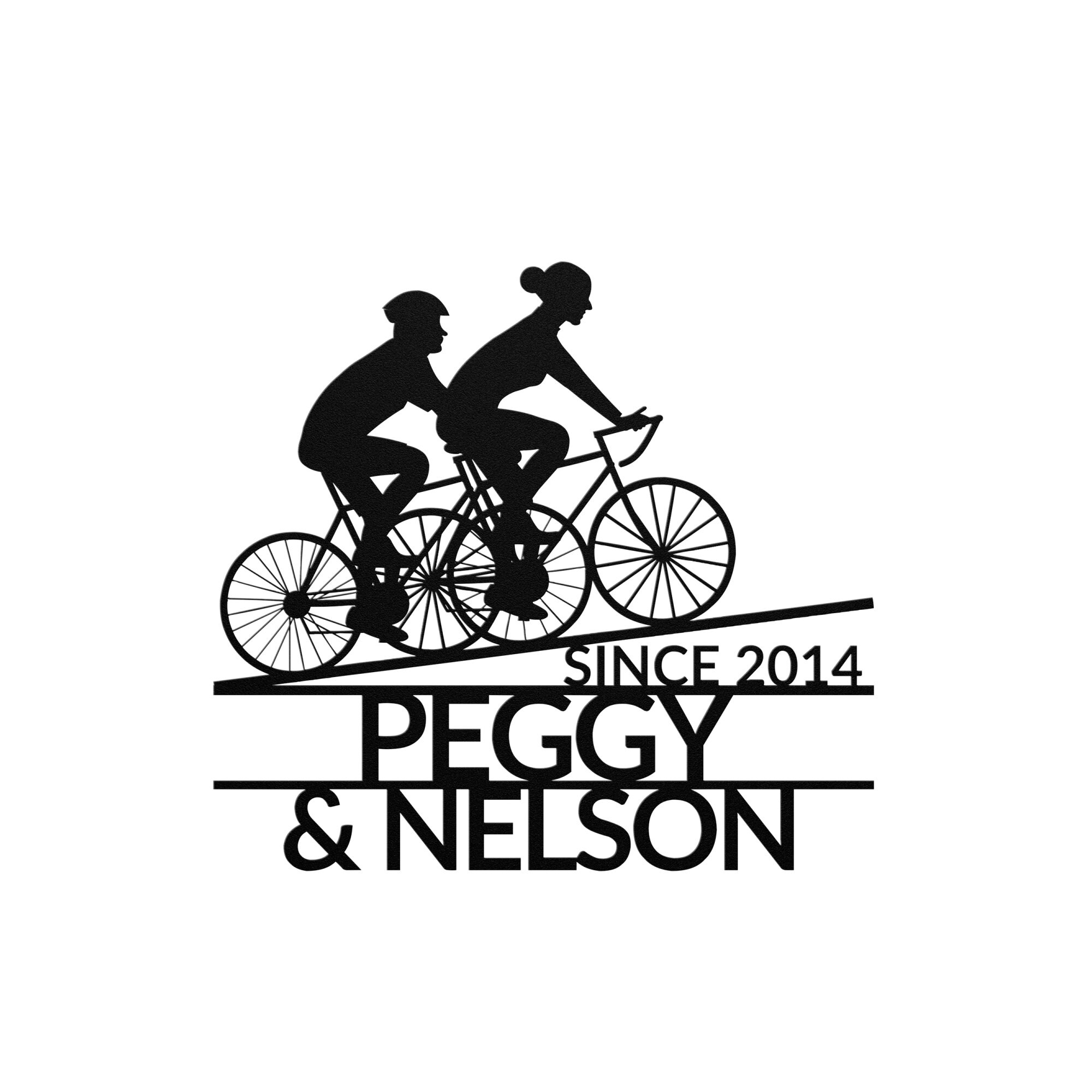 Custom Cyclist Couple Metal Sign, Couple Mountain Bike, Biker ...