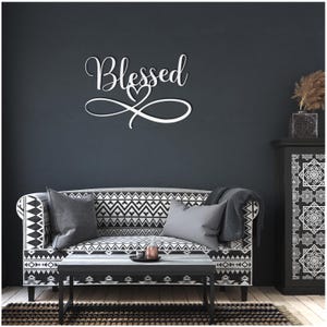 Blessed Metal Wall Art, Infinity Heart Family Word Sign for Home ...