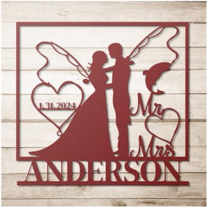 Custom Fishing Couple Metal Wall Art, Personalized Last Name Laser Cut ...