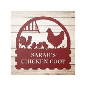 Personalized Chicken Coop Sign, Custom Name Hen House Metal Wall Art ...