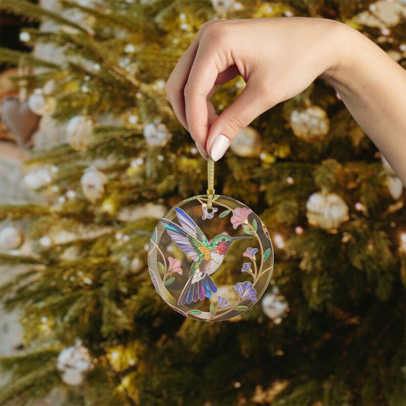 Vibrant Hummingbird Stained Glass Ornament, Handcrafted Bird Lover Gift ...