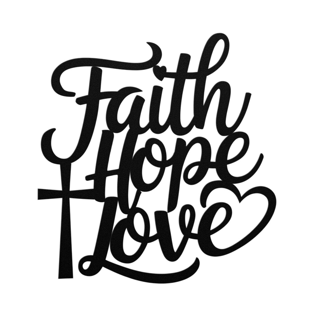 Faith Hope Love Christian Metal Wall Art, Bible Verse 1 Corinthians 13: ...