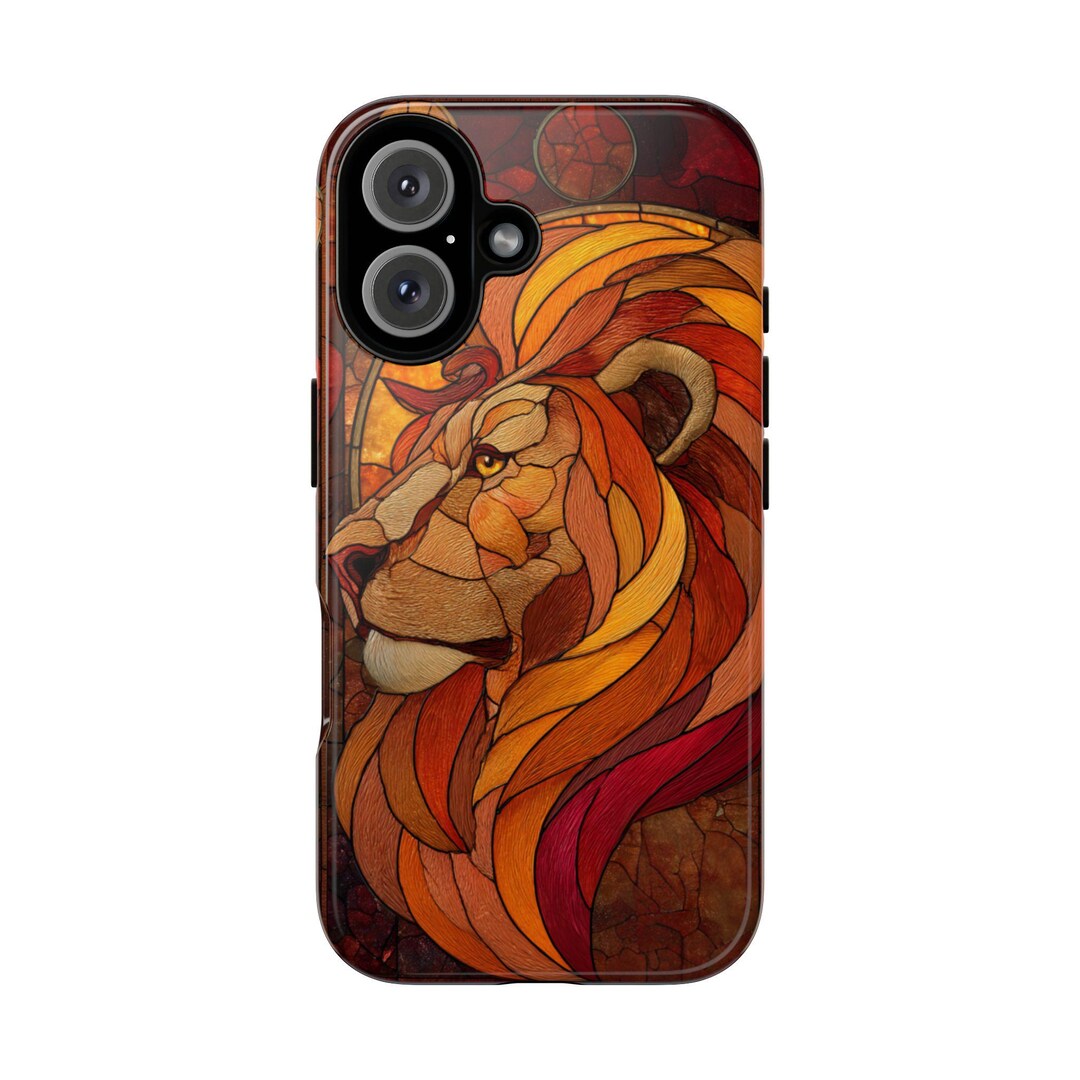 Stained Glass Leo Phone Case for Iphone, Samsung & Pixel, Deco Lion ...