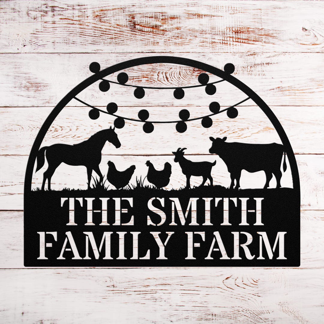 Custom Metal Farm Sign With Farm Animal, Personalized Family Name ...