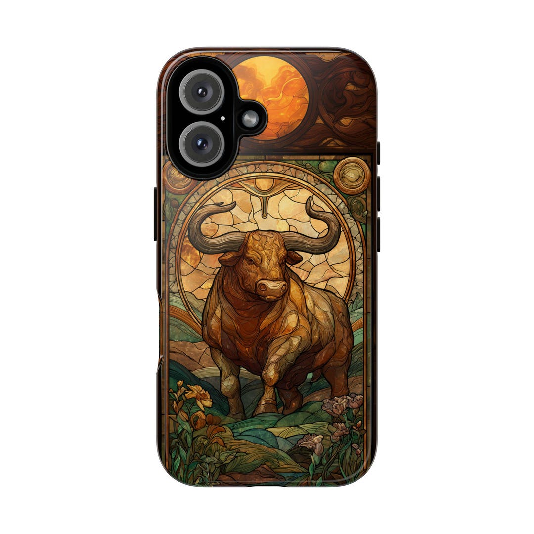 Stained Glass Taurus Phone Case for Iphone, Samsung & Pixel, Majestic ...