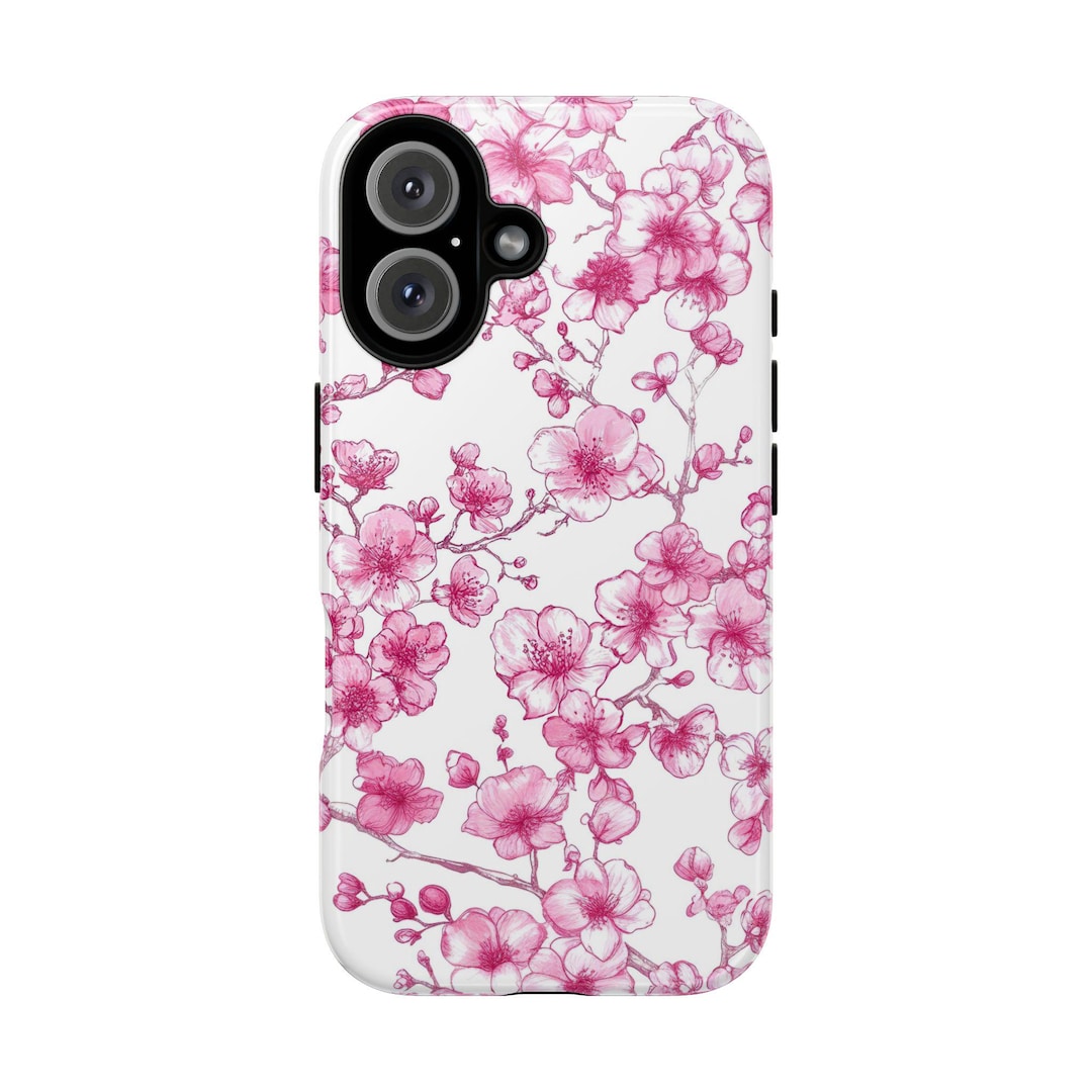Elegant Chinoiserie Cherry Blossom Phone Case: Pink & White Toile De ...
