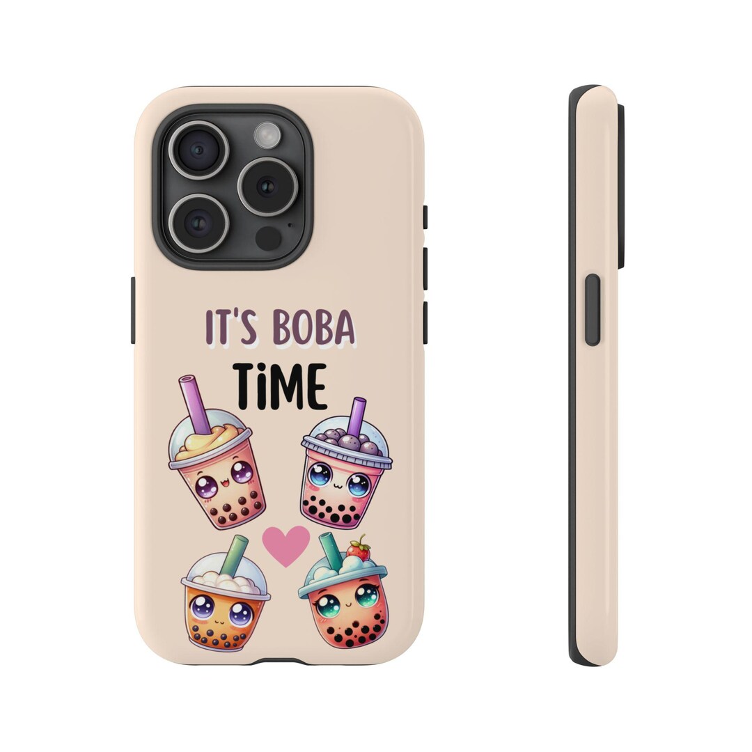 Kawaii Boba Phone Case, Cute Bubble Tea Cover for iPhone 16 Pro Max 15 ...