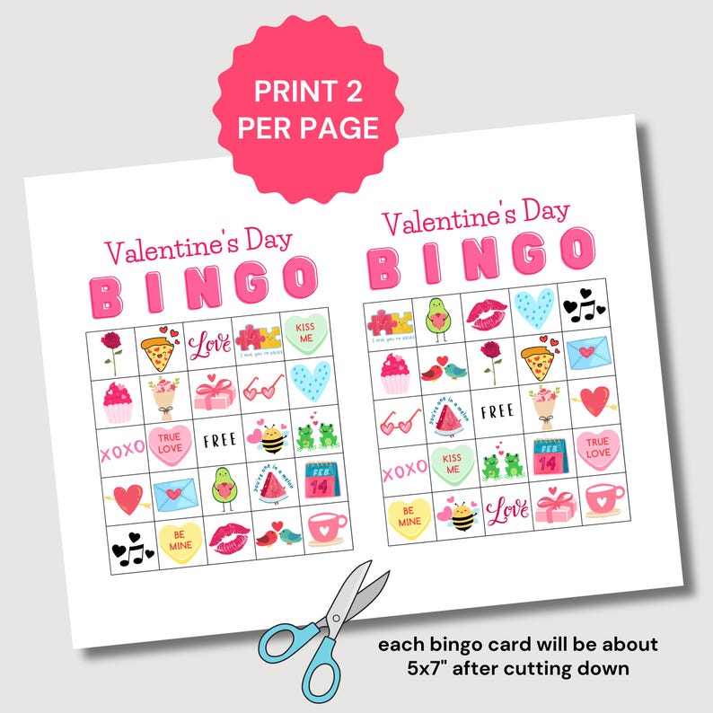 Valentines Bingo Game Cards Printable, Valentine's Day Bingo Cards ...