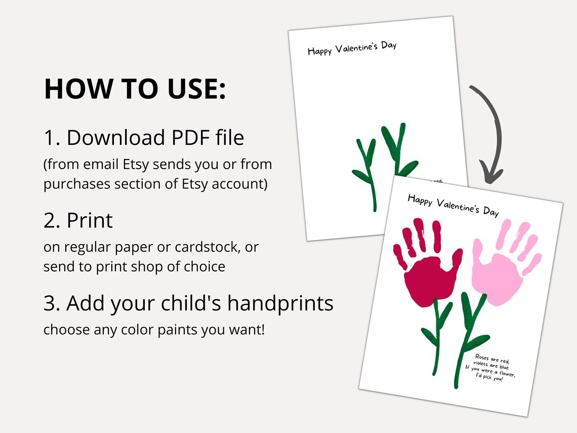 Valentine's Day Handprint Craft, Valentine's Keepsake, Kids Craft ...