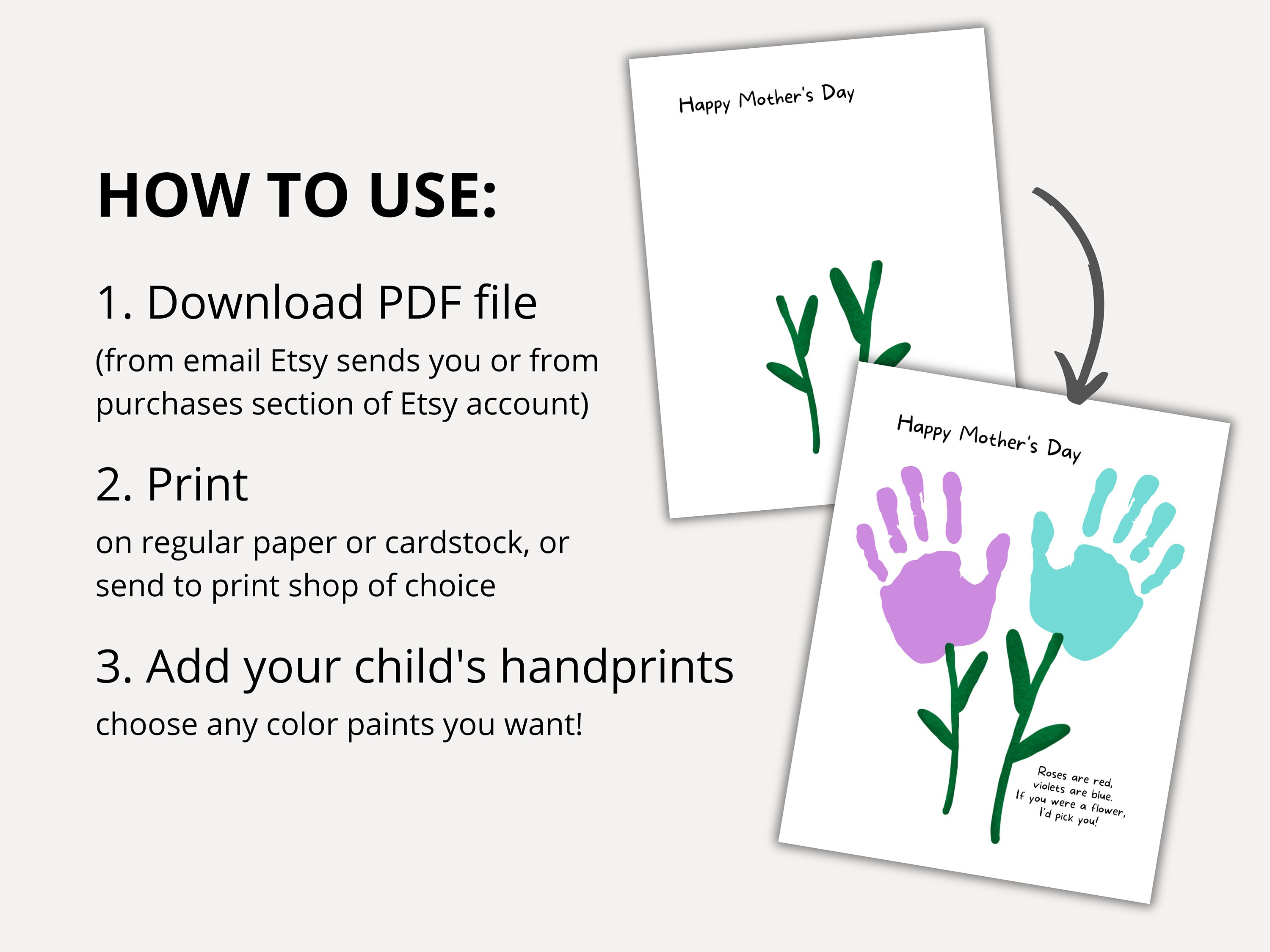 Mother's Day Handprint Craft, Mother's Day Keepsake, Kids Craft ...