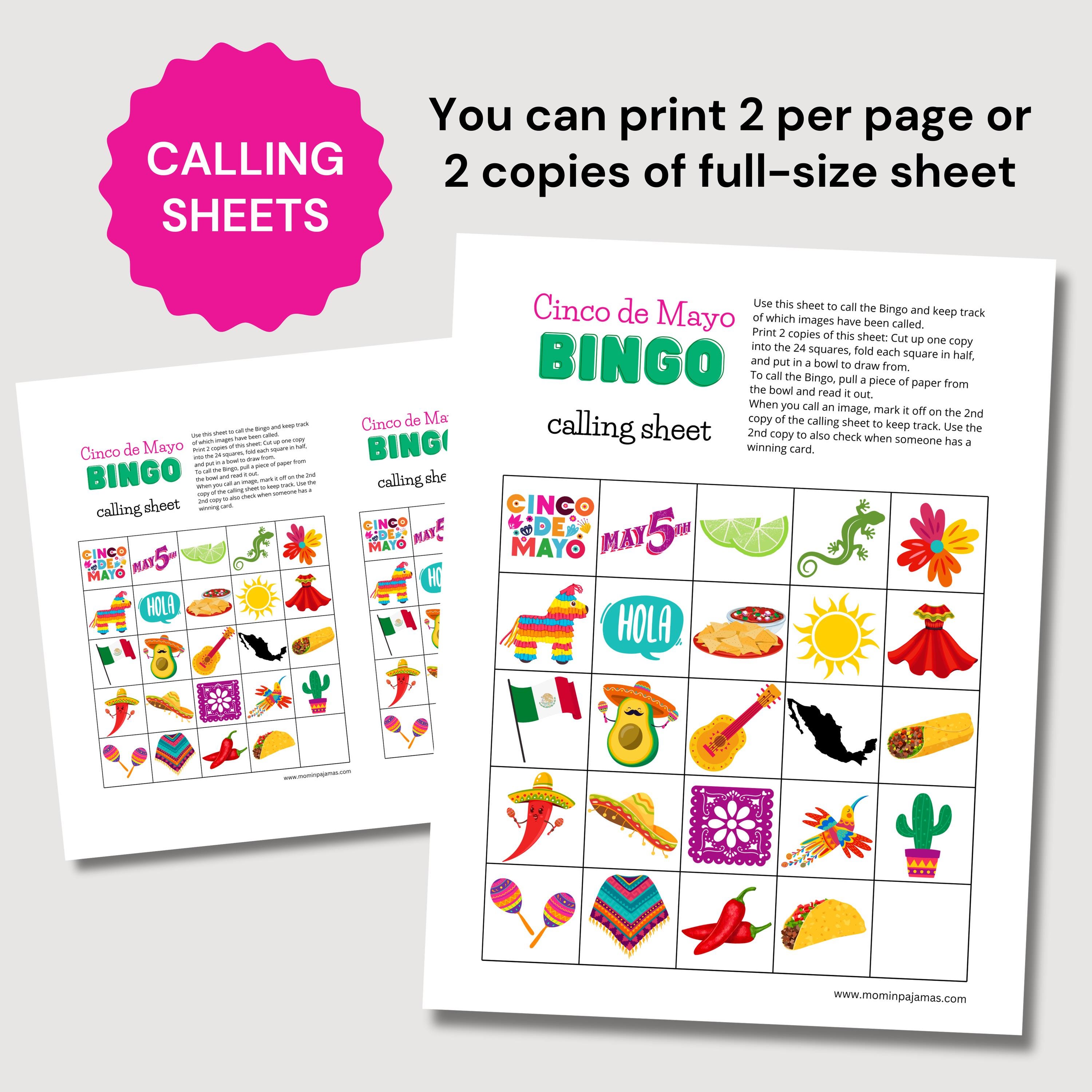 Cinco De Mayo Bingo Game Cards Printable, 40 Cinco De Mayo Bingo Cards ...