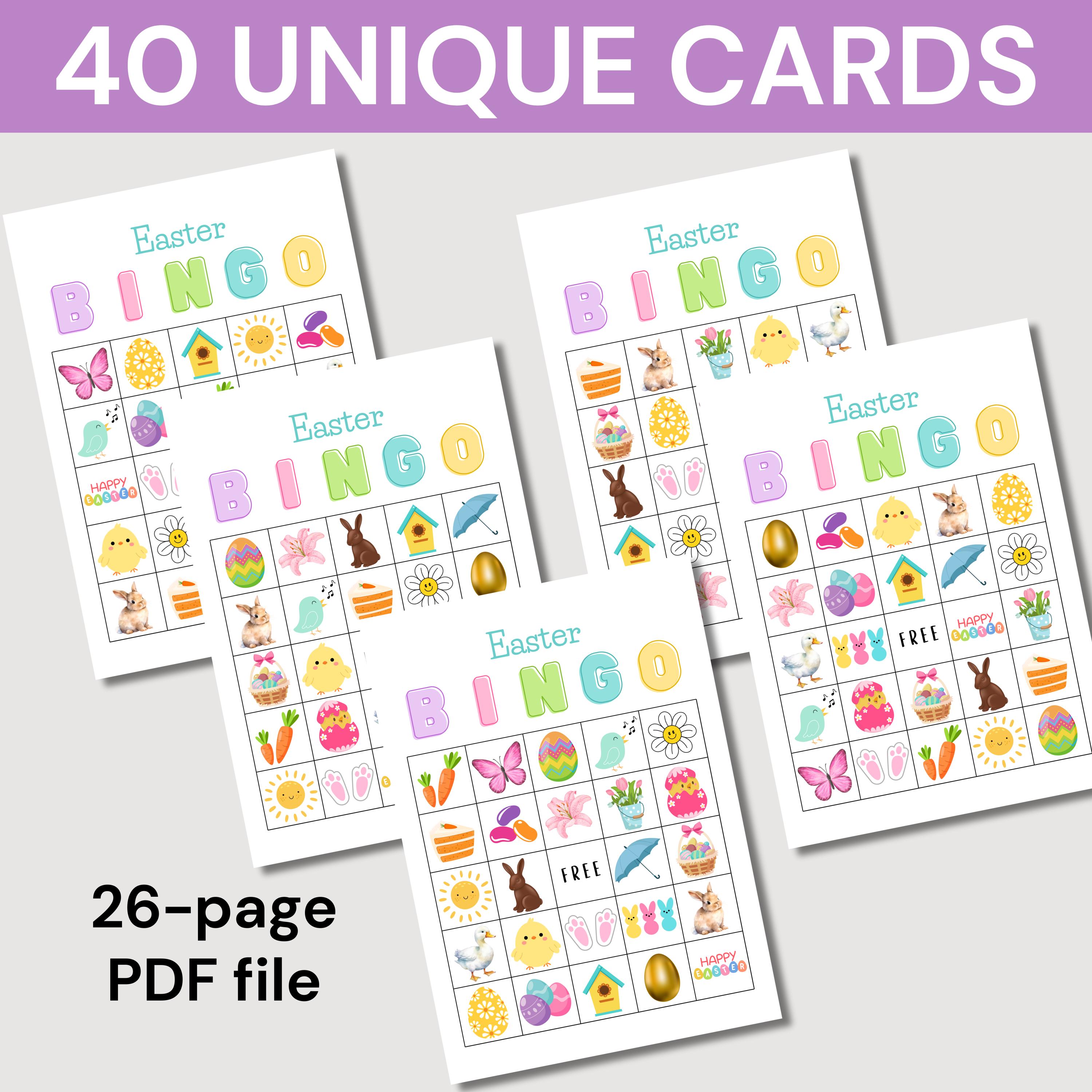 Easter Bingo Game Cards Printable, 40 Easter Bingo Cards, Easter ...