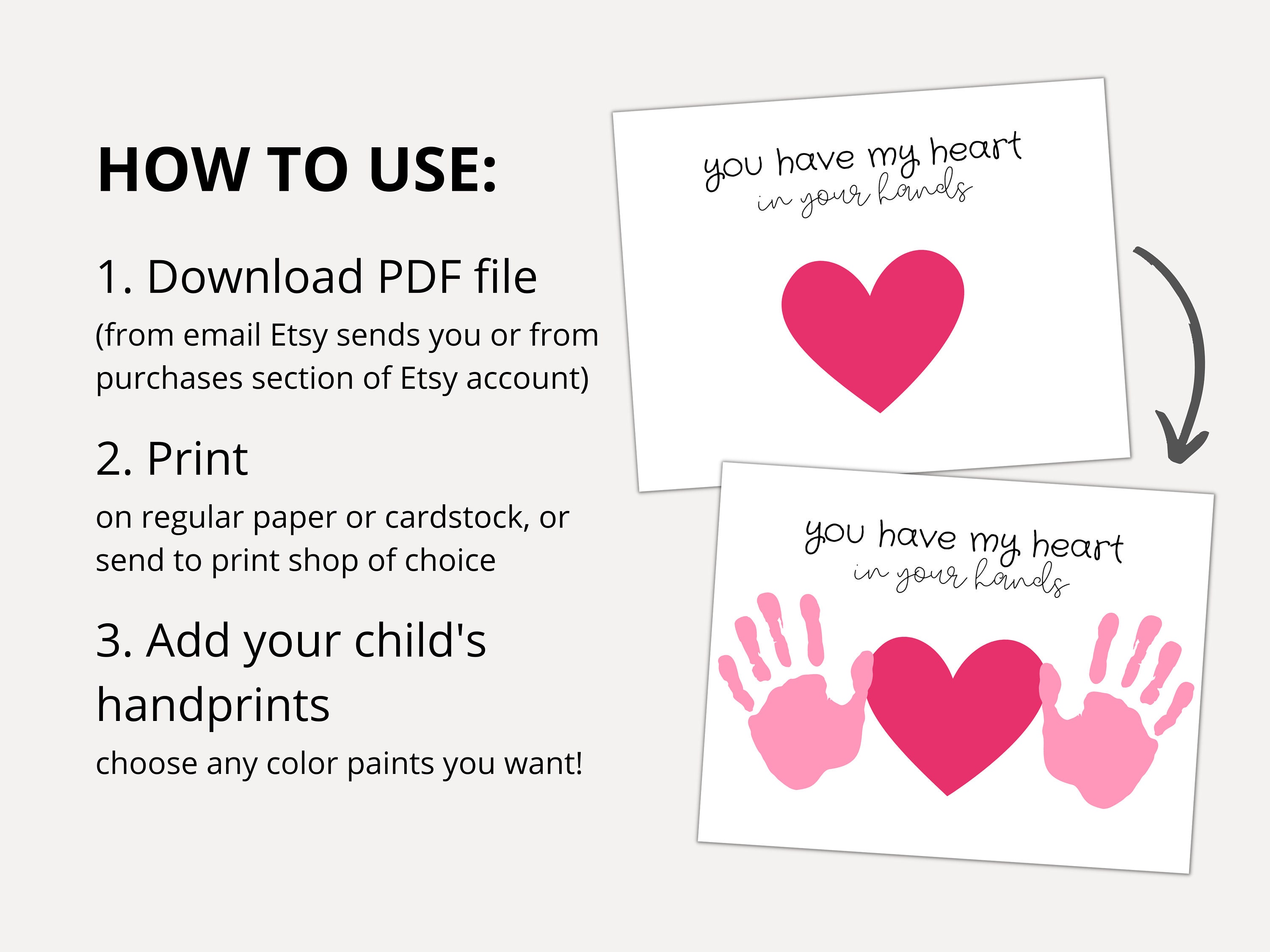 Valentine's Day Handprint Craft, Mother's Day Keepsake, Kids Craft ...