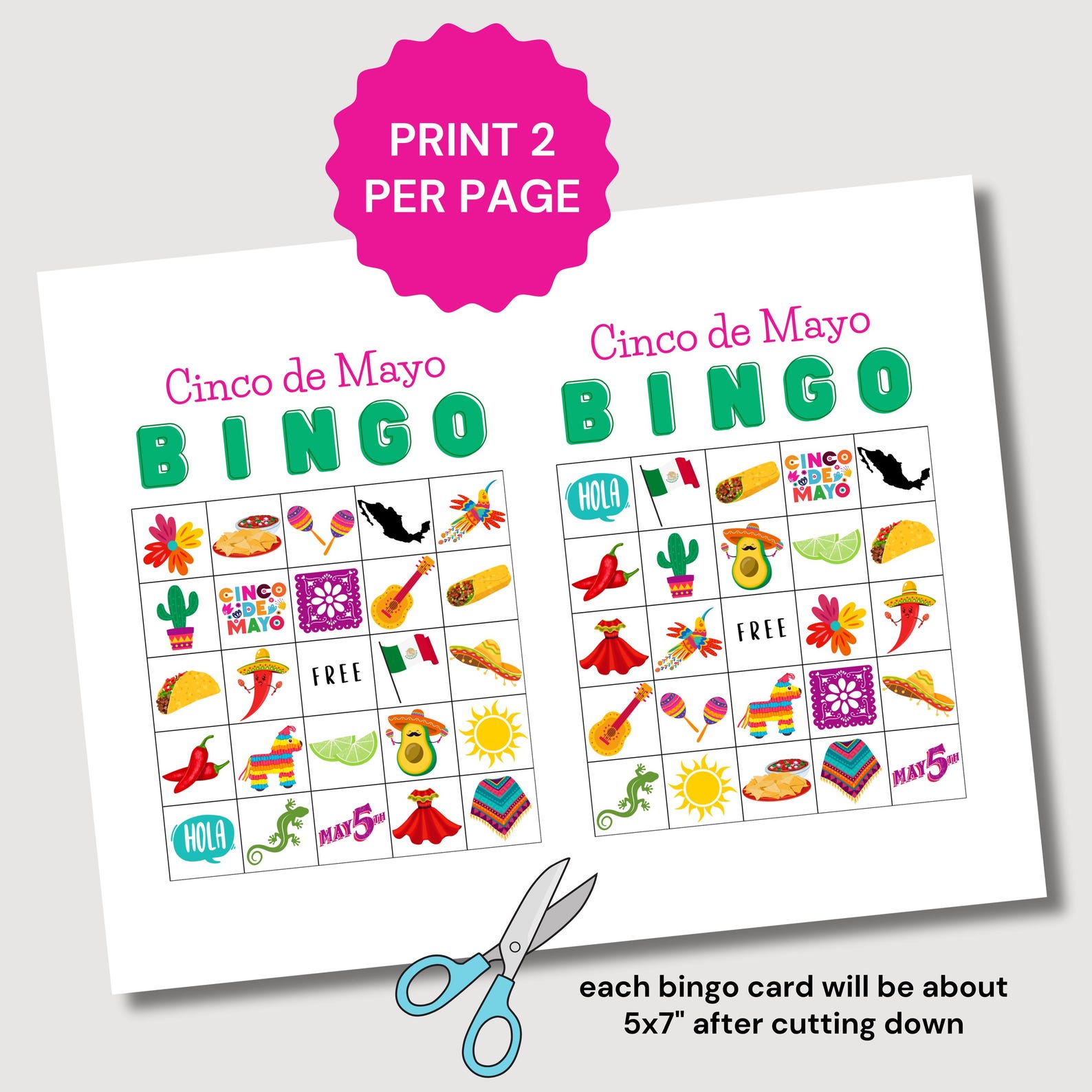 Cinco De Mayo Bingo Game Cards Printable, 40 Cinco De Mayo Bingo Cards ...