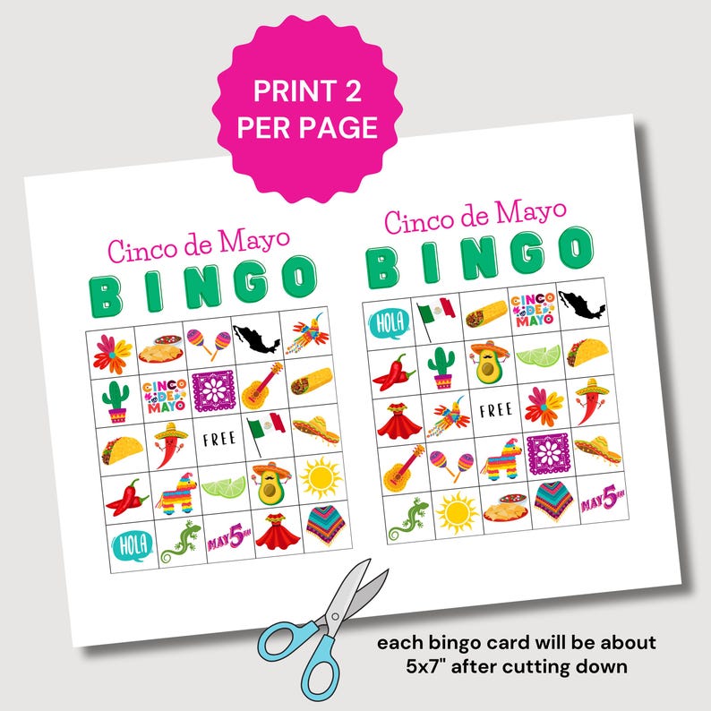 Cinco De Mayo Bingo Game Cards Printable, 40 Cinco De Mayo Bingo Cards ...