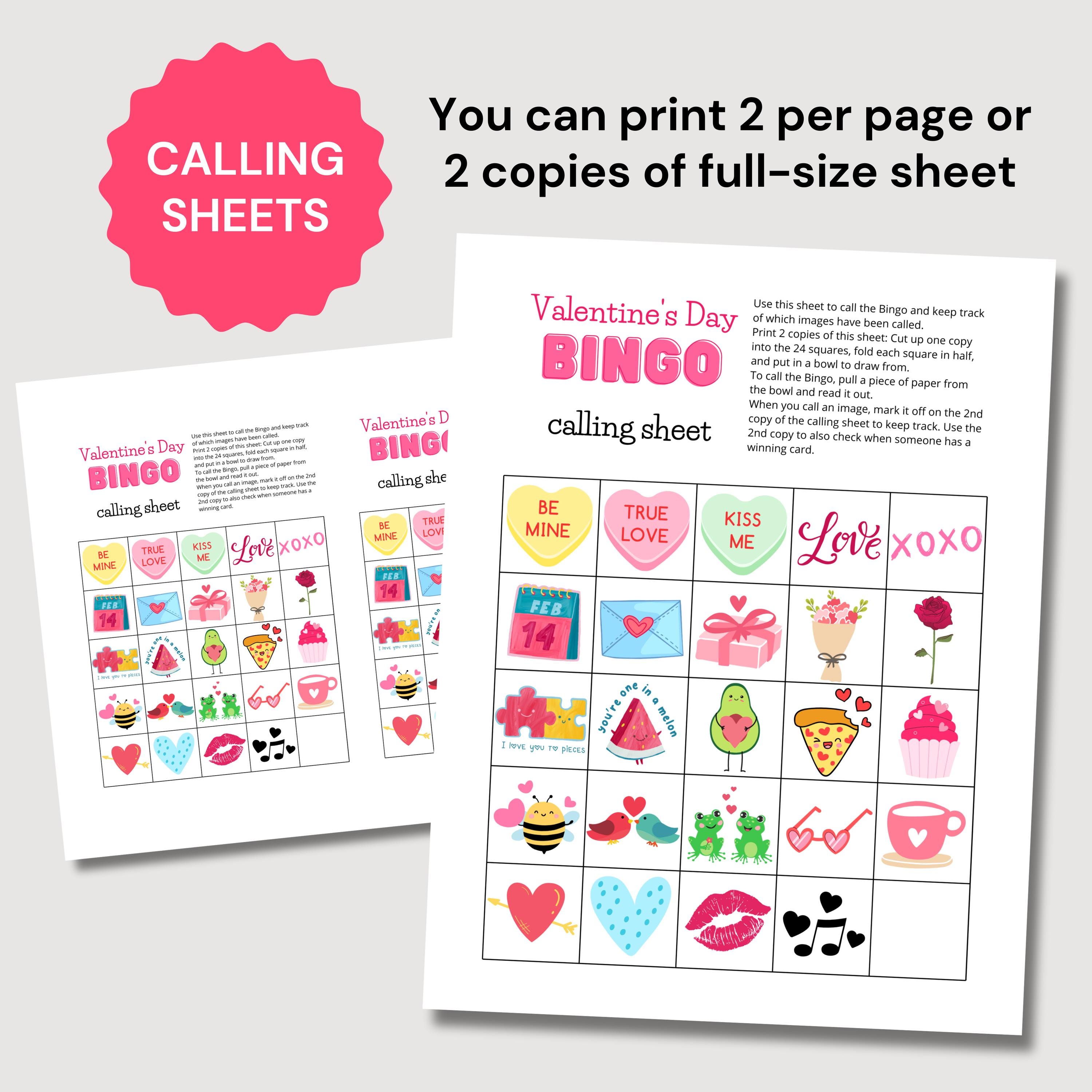 Valentines Bingo Game Cards Printable, Valentine's Day Bingo Cards ...