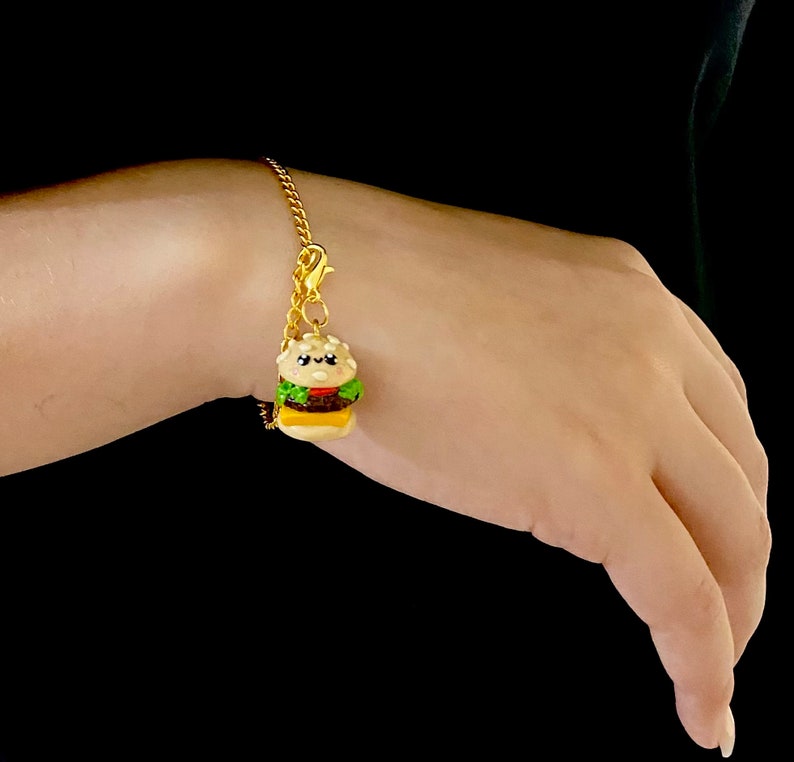 Polymer Clay Hamburger Charm – Handmade Mini Food Keychain – Cute ...