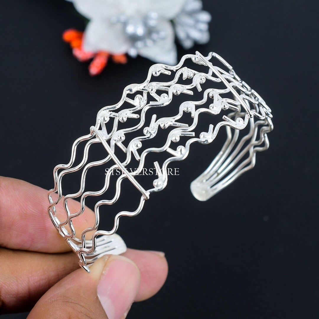 Sterling Silver Cuff Bangle: Boho Wedding Jewelry - Etsy