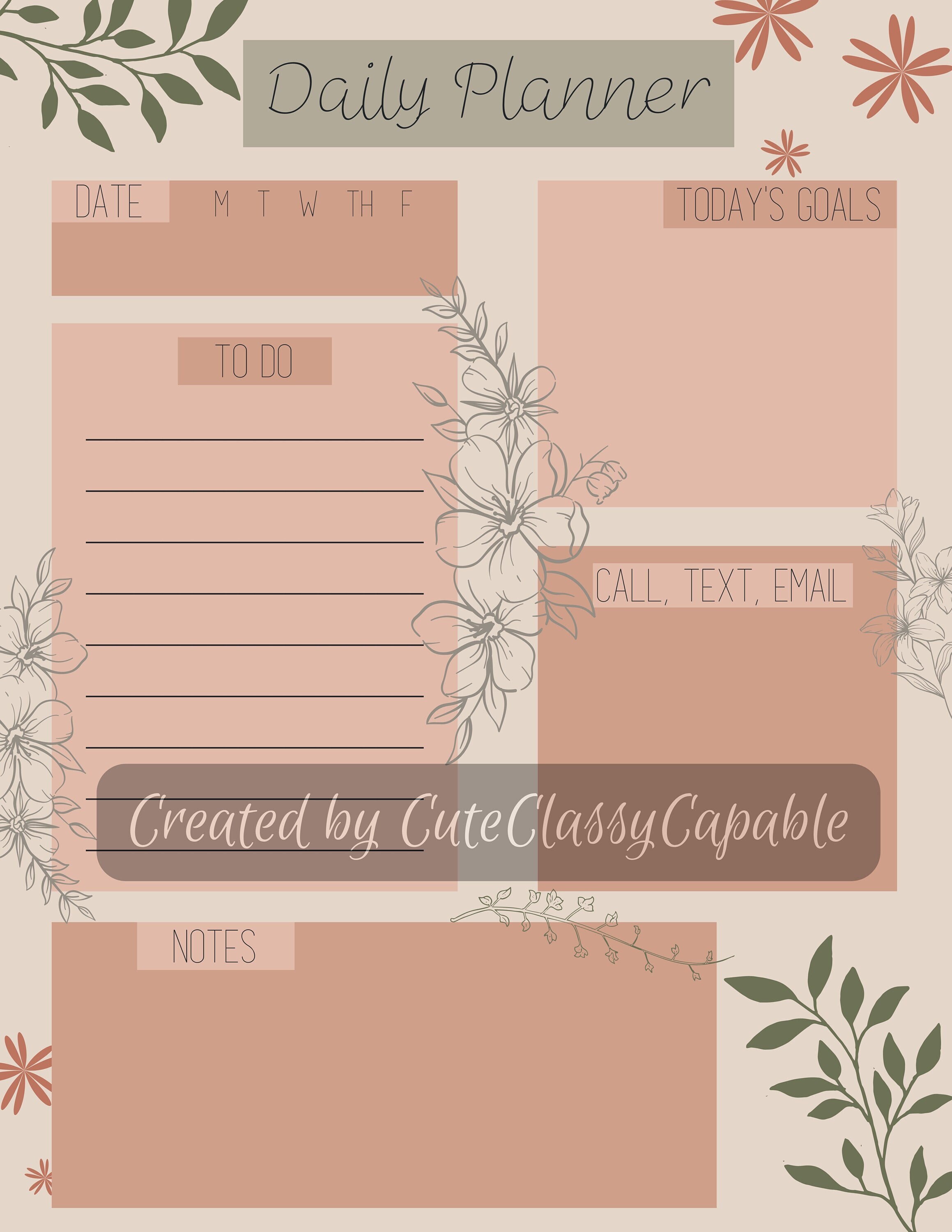 Digital or Printable Daily Planner Simple Nature Aesthetic - Etsy