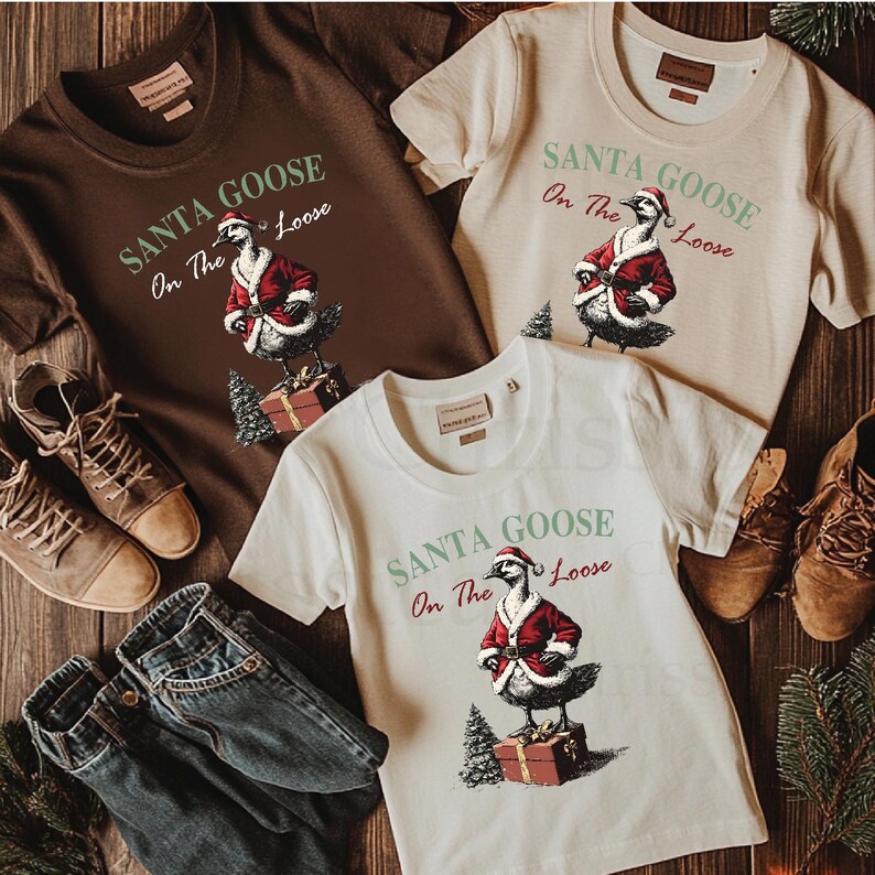 Santa Goose on the Loose PNG, Funny Goose, Christmas Goose Png, Merry ...