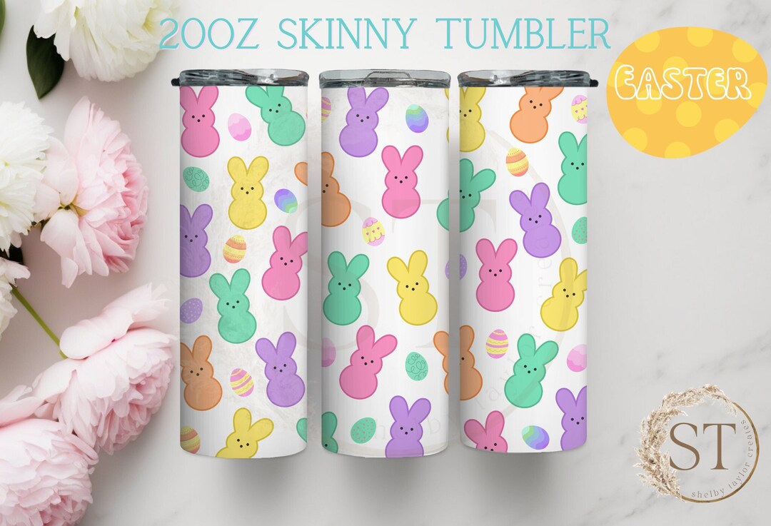 Easter Tumbler, Easter Peeps, 20oz Skinny Insulated Tumbler With Lid ...