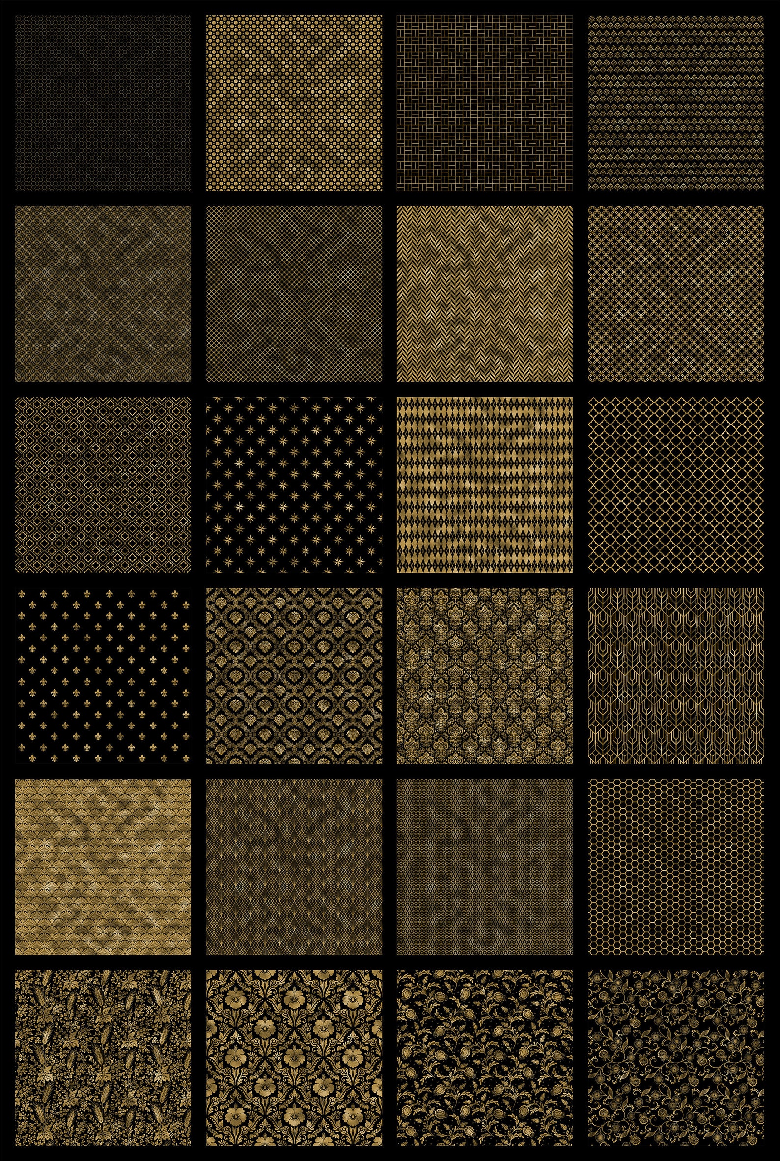 Black and Gold Seamless Patterns, Seamless Black and Gold Digital Paper ...