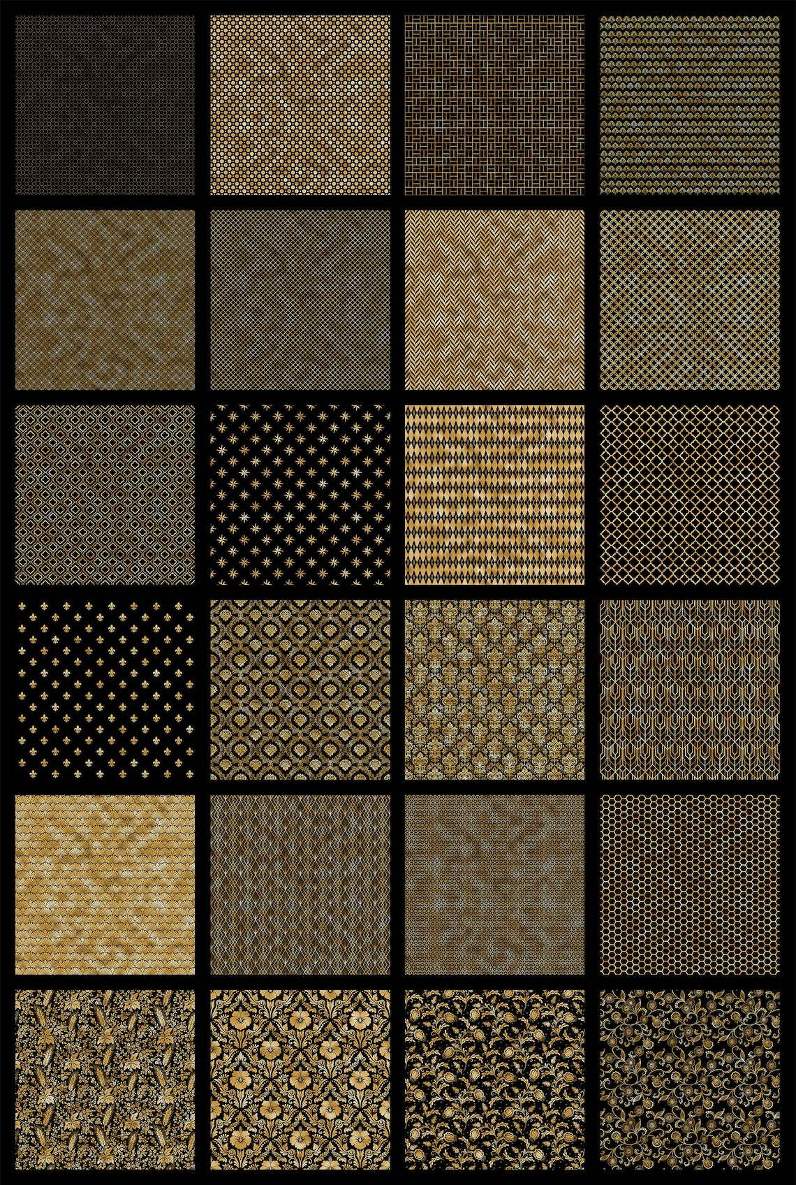Black and Gold Seamless Patterns, Seamless Black and Gold Digital Paper ...
