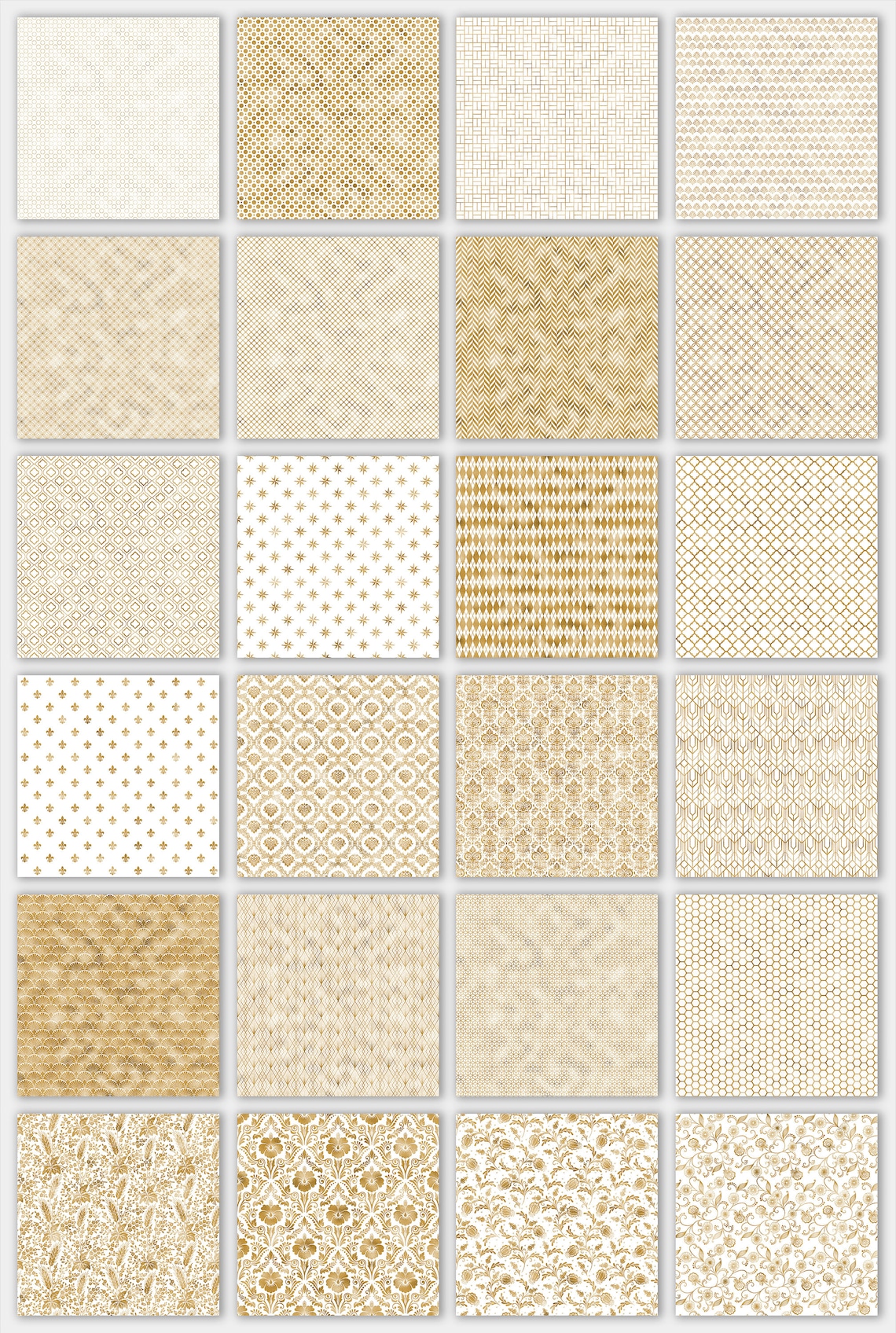 White and Gold Seamless Patterns, Seamless White and Gold Digital Paper ...