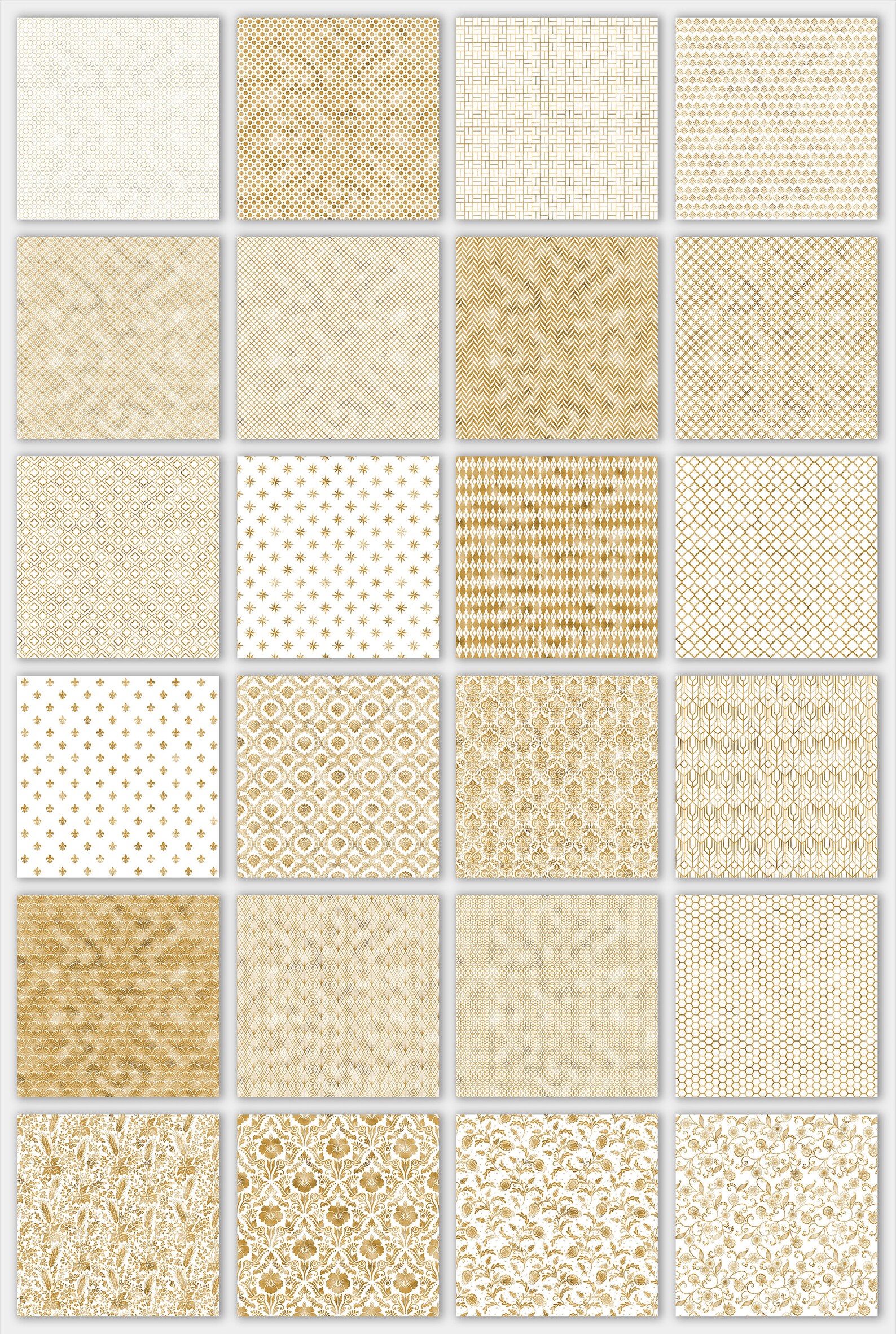 White and Gold Seamless Patterns, Seamless White and Gold Digital Paper ...
