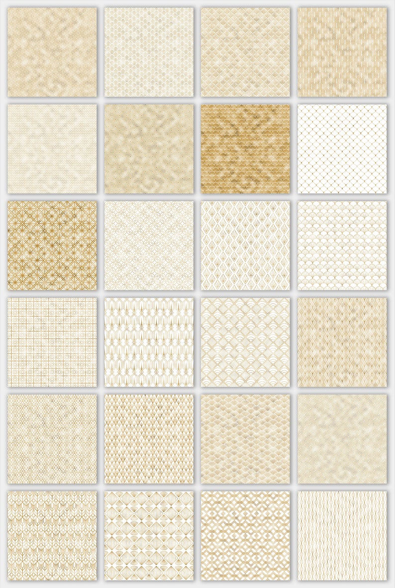 Art Deco White and Gold Seamless Patterns, Seamless Art Deco Digital ...