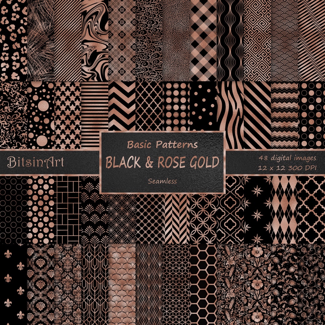 Black and Rose Gold Seamless Patterns,seamless Black & Rose Gold ...
